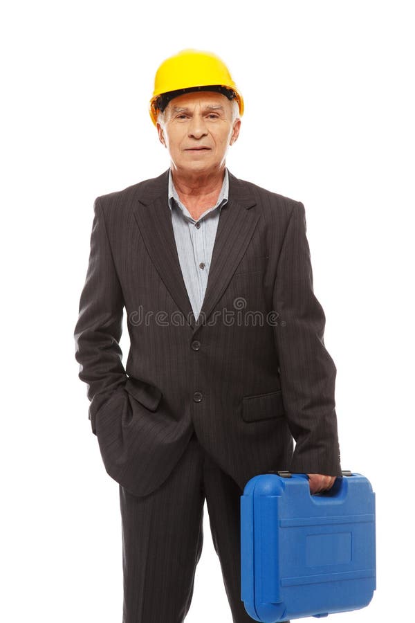 Senior man engineer stock image. Image of helmet, building - 39158447