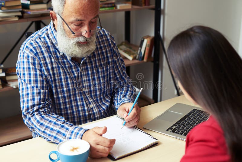 Senior Man Explaining Something Stock Image - Image of concept, beard ...