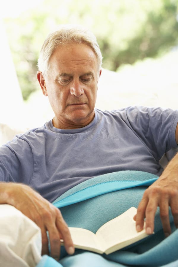 Senior Man Feeling Unwell Resting Under Blanket Stock Image - Image of ...