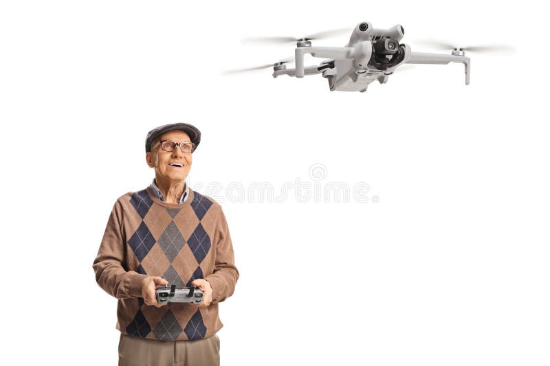 Senior Man Flying a Drone with a Remote Controller Stock Photo - Image ...
