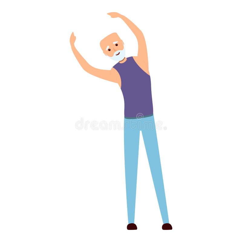 Senior Man Gym Exercise Icon, Cartoon Style Stock Vector - Illustration ...