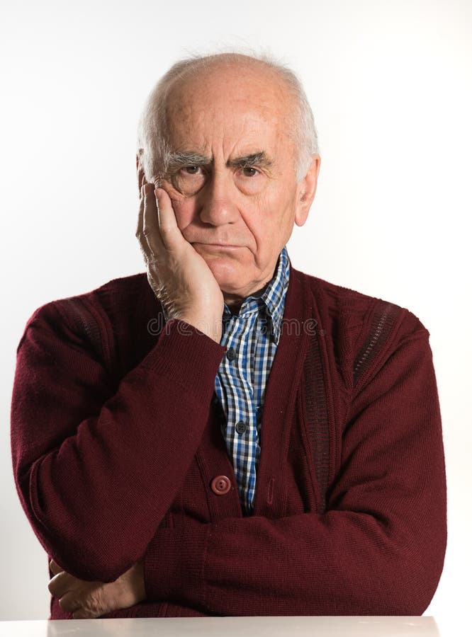 Old man thinking stock photo. Image of glasses, senior - 37932552