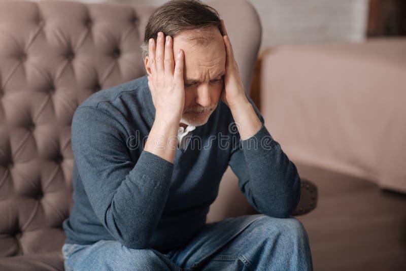 Senior Man Has Terrible Headache Stock Image - Image of illness ...