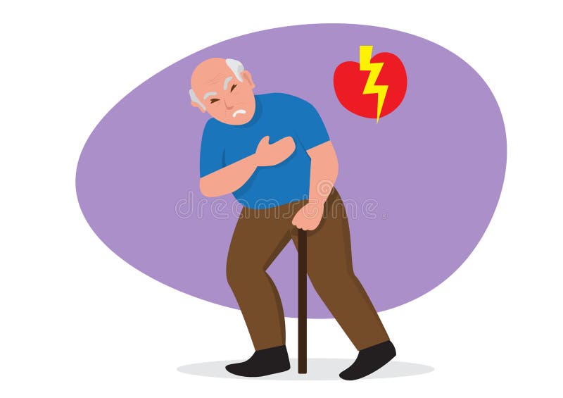 Senior Man Having a Heart Attack Elderly People with Chest Pain Vector ...