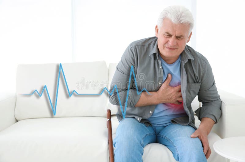 Senior Man Having Heart Attack Stock Photo - Image of male, cardiology ...