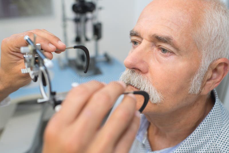Senior Man Having Sight Test at Optometrist Stock Image - Image of ...