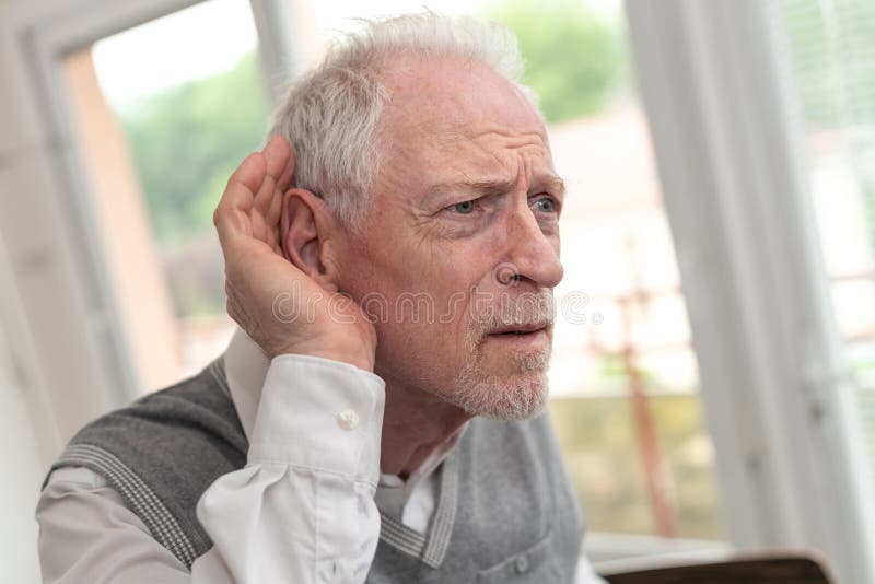 Senior Man with Hearing Problems Stock Photo - Image of problem ...