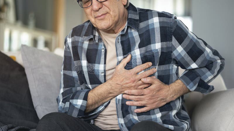 Senior Man with Heart Attack at Home Stock Image - Image of mature ...