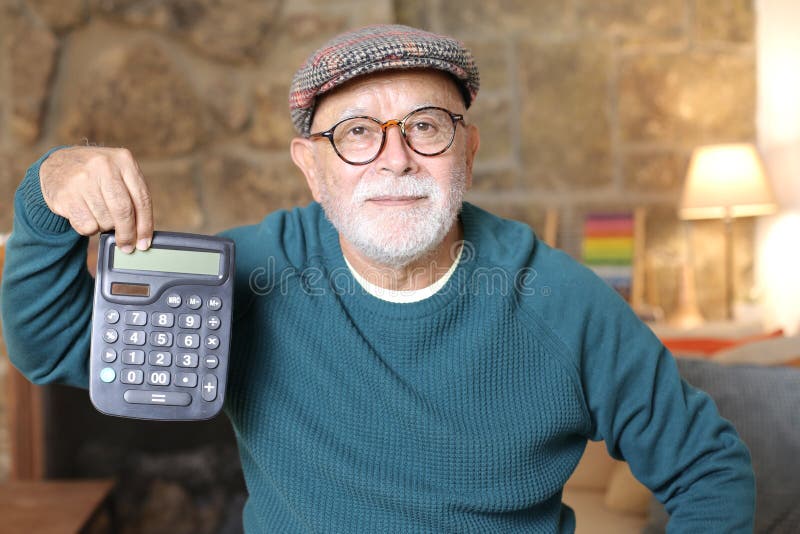 Senior Man Holding a Calculator Stock Image - Image of business, growth ...