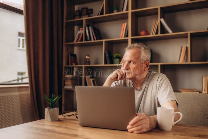 Couple Senior Using Computer Laptop on Sofa at Home for Online Shopping ...