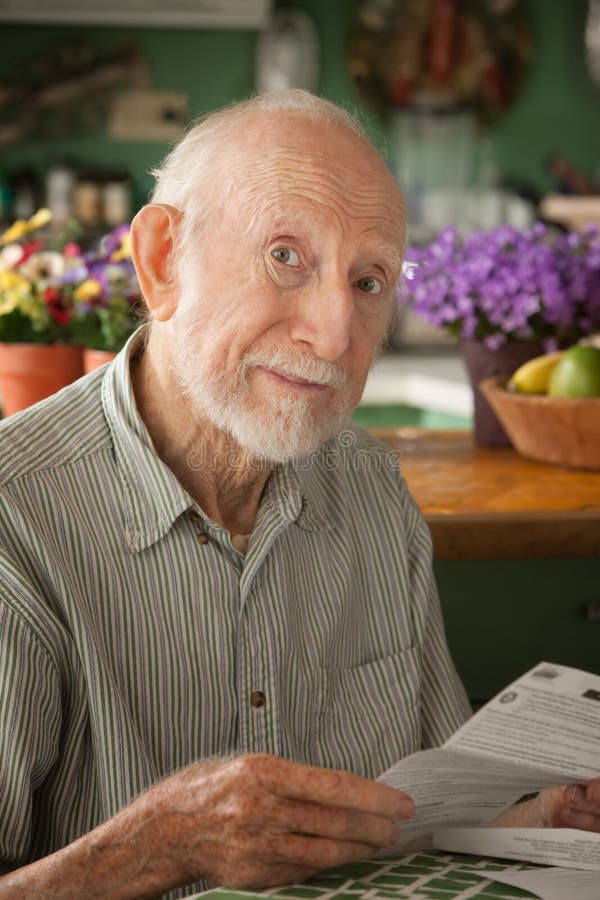 Senior Man with Important Letter Stock Photo - Image of inside, bill ...