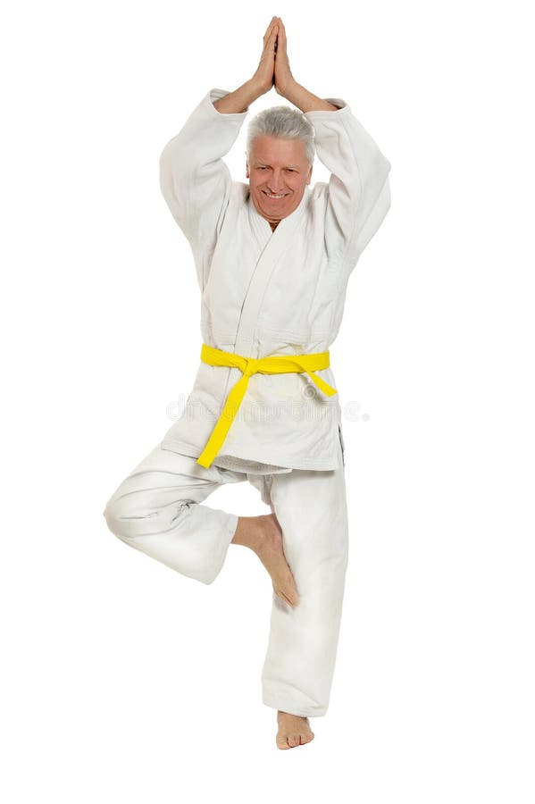 Senior man in karate pose stock image. Image of activity - 62637021