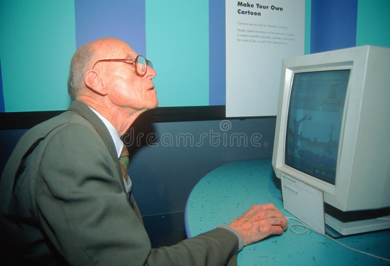 A Senior Man Learning How To Use a Computer Editorial Photography ...