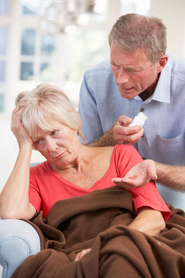 Senior Man Looking after Sick Wife Stock Photo - Image of person, care ...