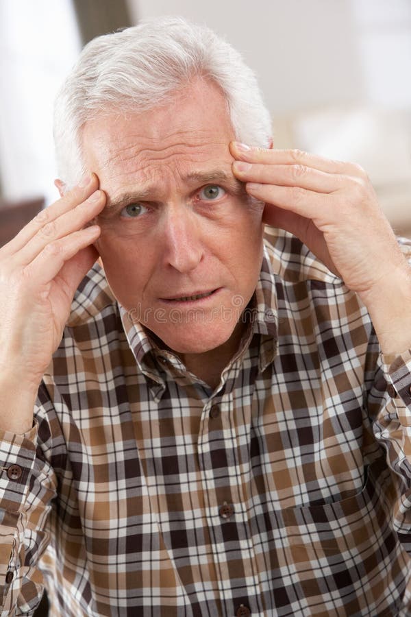 Senior Man Looking Stressed in Chair Stock Photo - Image of male ...
