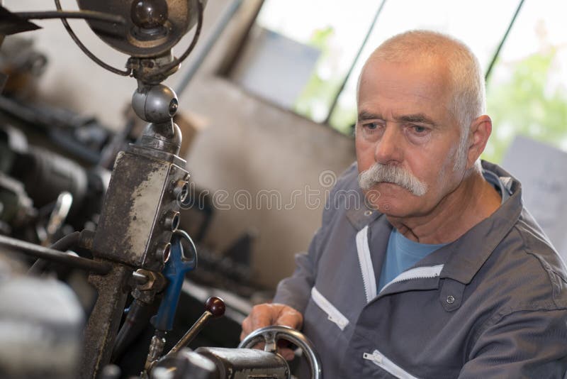 Senior Man on Milling Machine Stock Image - Image of factory, craftsman ...