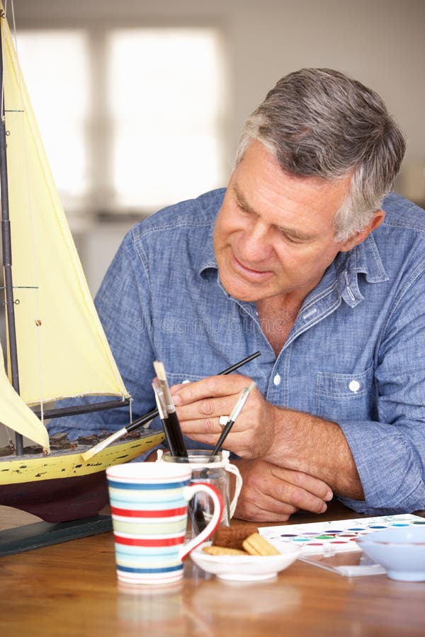 Senior man model making stock photo. Image of crafts - 21046258