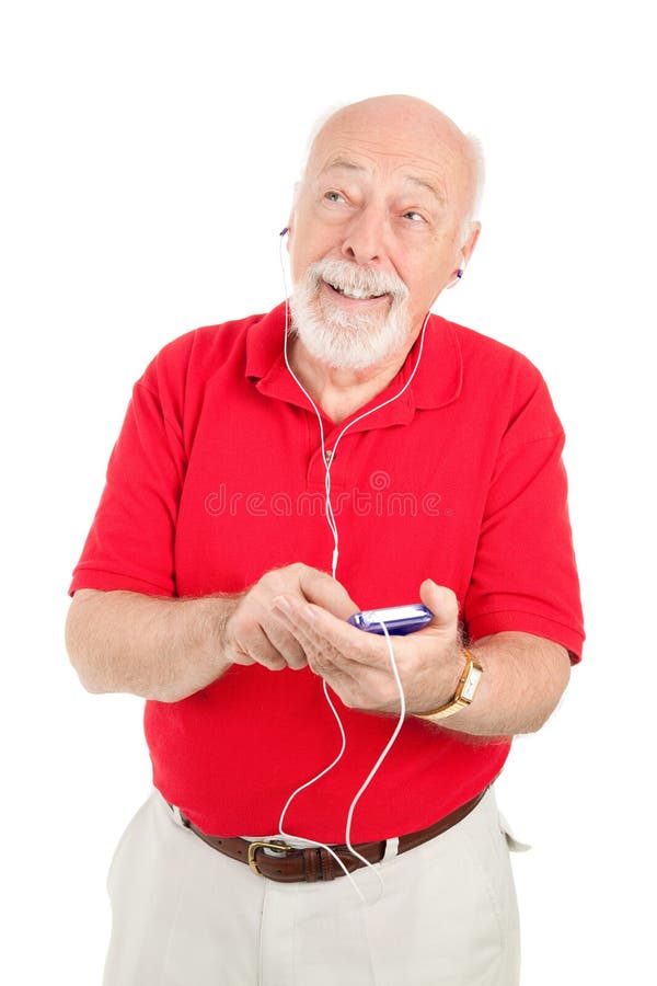 Senior Man with MP3 Player stock image. Image of khaki - 9094661