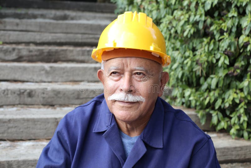 Senior Man with a Mustache Doing Construction Work Stock Image - Image ...