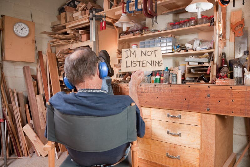Senior man not listening stock photo. Image of handyman - 16809996
