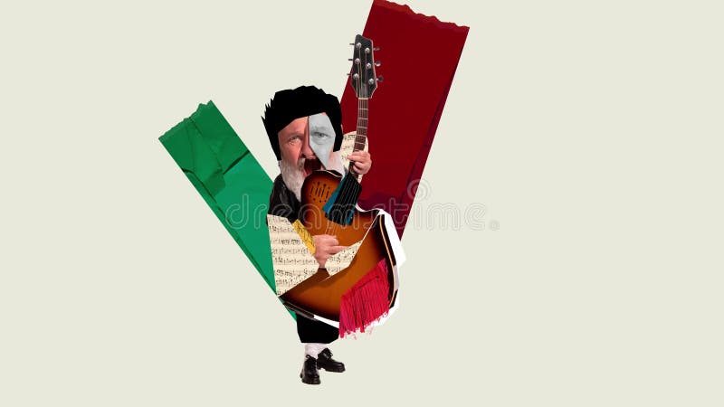 Senior Man Playing Guitar, Making Performance Over Light Background ...