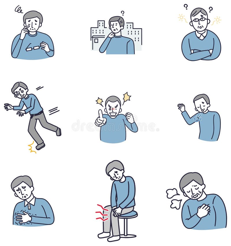 Senior Man in Poor Health Simple Illustration Stock Vector ...