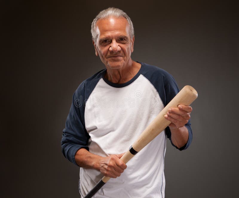 Senior Man Posing with Baseball Bat Stock Photo - Image of grandfather ...
