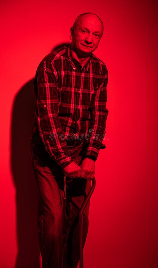 Senior Man Posing with a Cane Stock Photo - Image of caucasian, pose ...