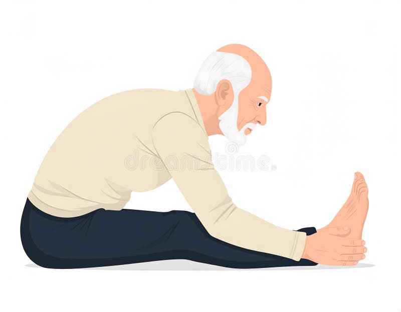 Senior Man Practicing Paschimottanasana Yoga Pose Stock Illustration ...