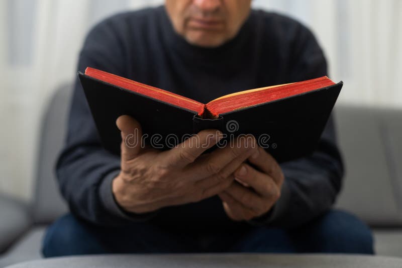 Senior Man Praying, Holding Bible Stock Photo - Image of praying ...