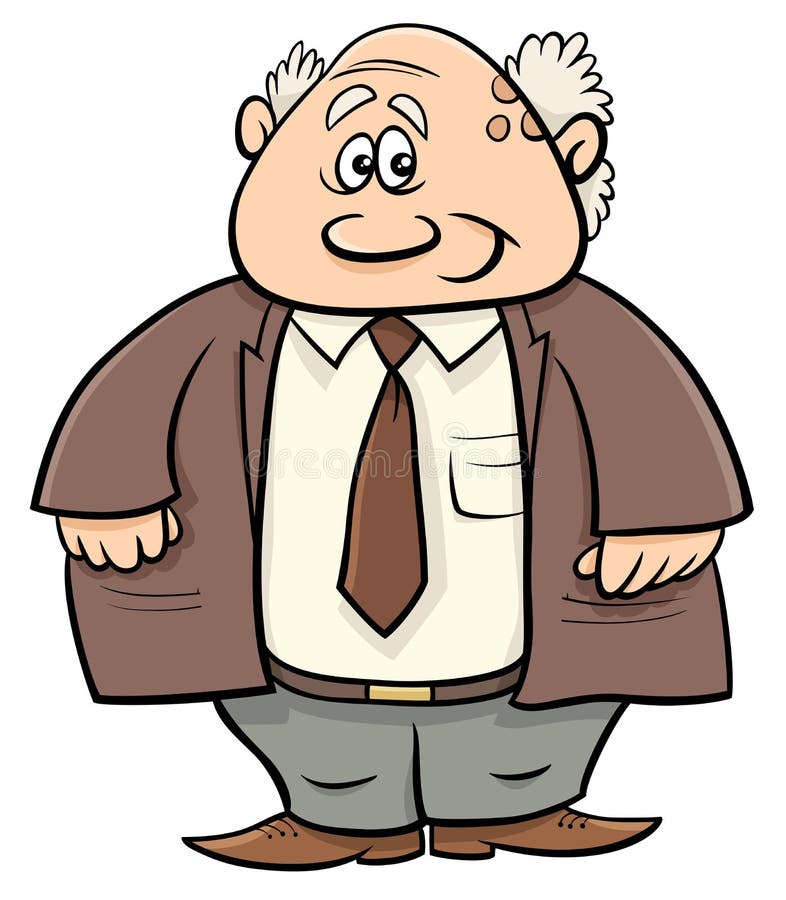 Senior Man Professor Cartoon Illustration Stock Vector - Illustration ...