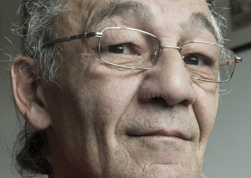Senior Man with Reading Glasses Stock Image - Image of lips ...