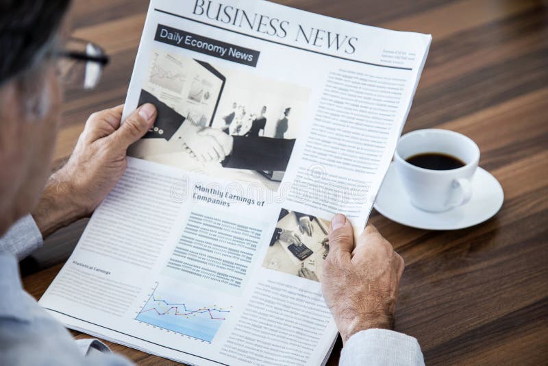 Senior Man Reading Newspaper Stock Photo - Image of glasses, portrait ...
