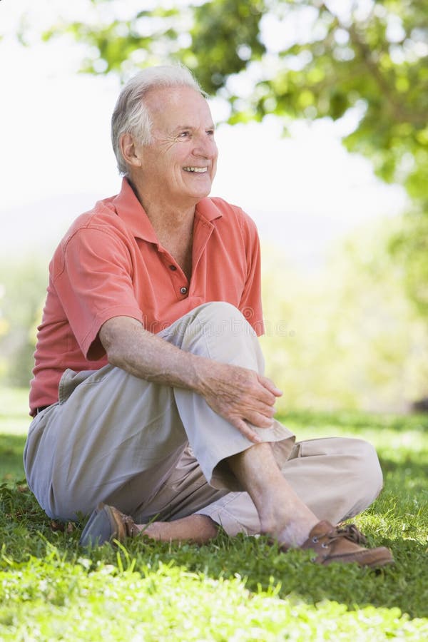 Senior Man Relaxing in Countryside Stock Image - Image of vertical ...
