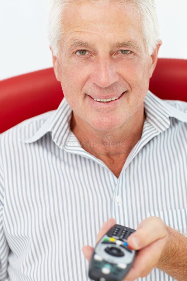 Senior Man with Remote Control Stock Image - Image of looking, player ...