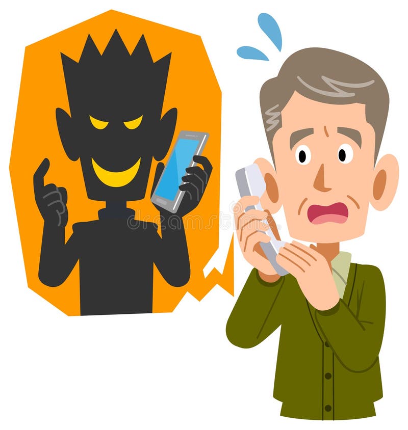 Senior Man Rushing To Nuisance Call Stock Vector - Illustration of wire ...