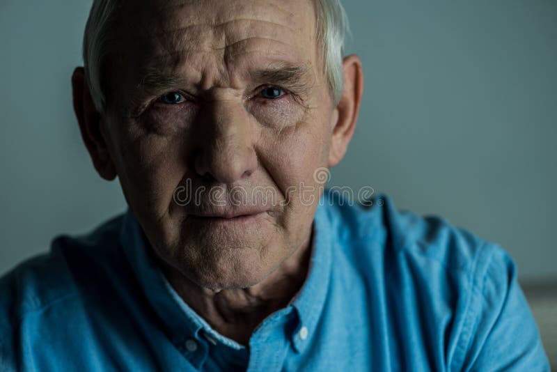 Senior Man with Sad Expression Cries Looking Stock Photo - Image of ...