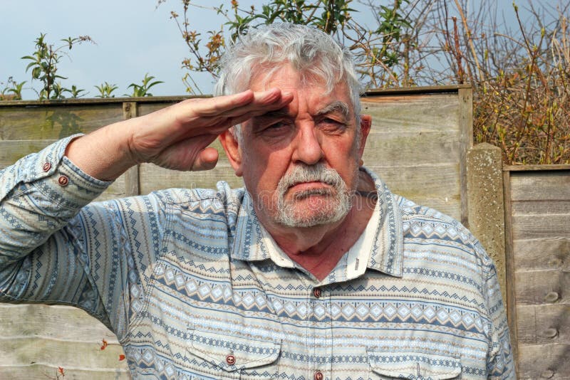 Senior man saluting. stock photo. Image of salute, elderly - 39232026