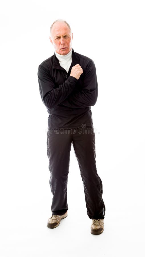 Senior Man Shivering in the Cold Isolated on White Background Stock ...