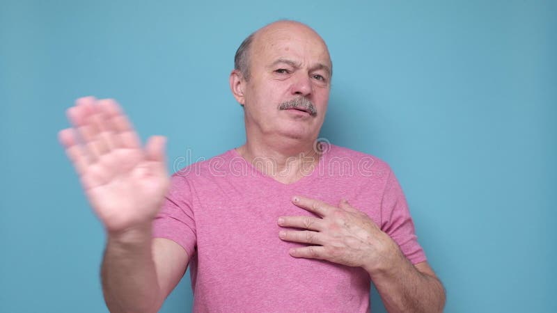 Senior Man Shows Stop Gesture. Father Refusing from Something Stock ...