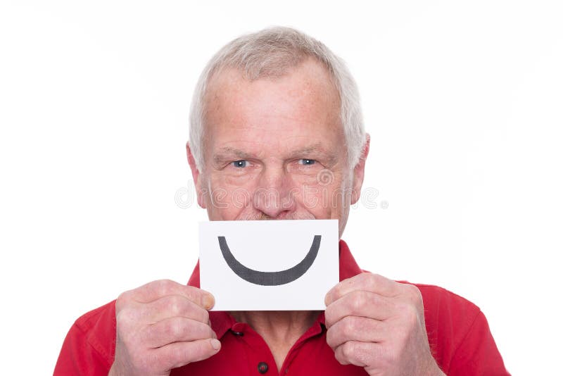 Senior Man with Smiley Symbol Stock Image - Image of casual ...