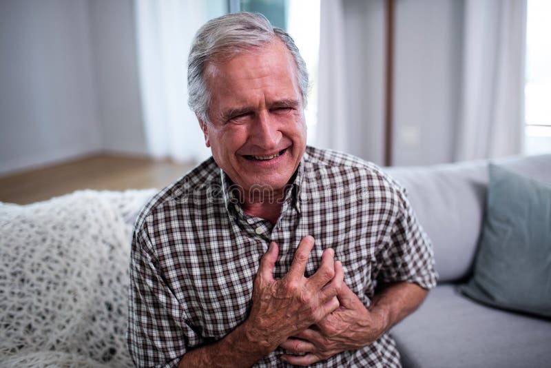 Senior Man Suffering from Heart Attack Stock Image - Image of heart ...