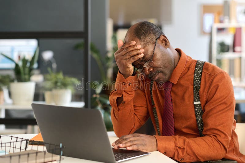Senior Man Suffering at Work Stock Image - Image of deadline, senior ...