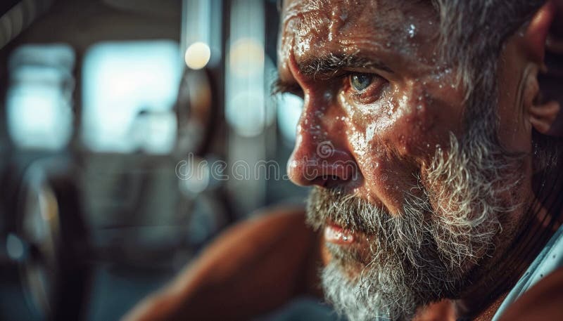 Senior Man Sweating during Intense Workout Stock Illustration ...
