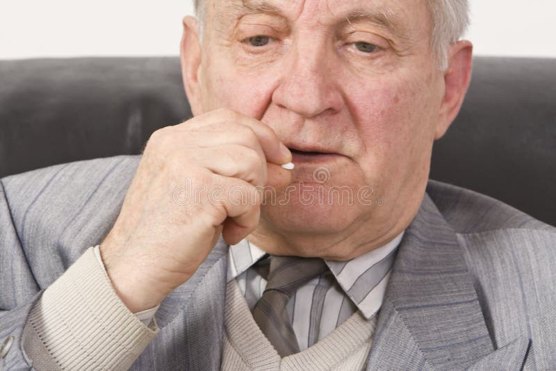 Senior Man Taking Medication Stock Photo - Image of life, retirement ...