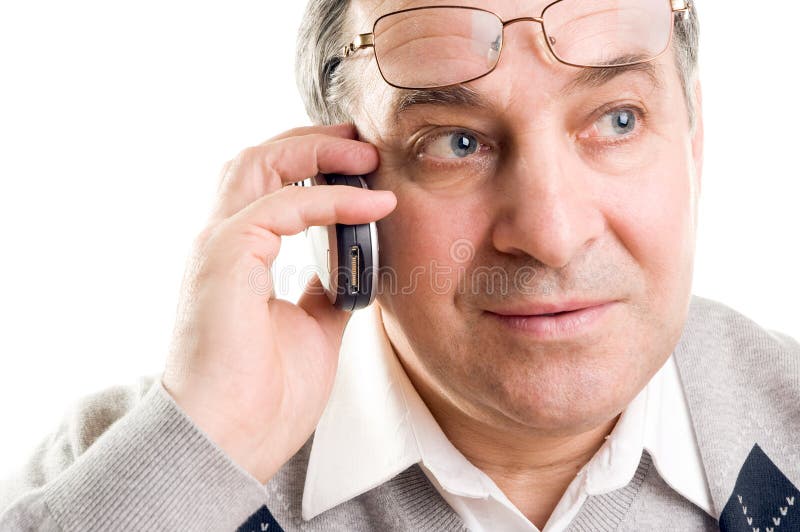 Senior Man Talking on Mobile Phone Stock Image - Image of handsome ...