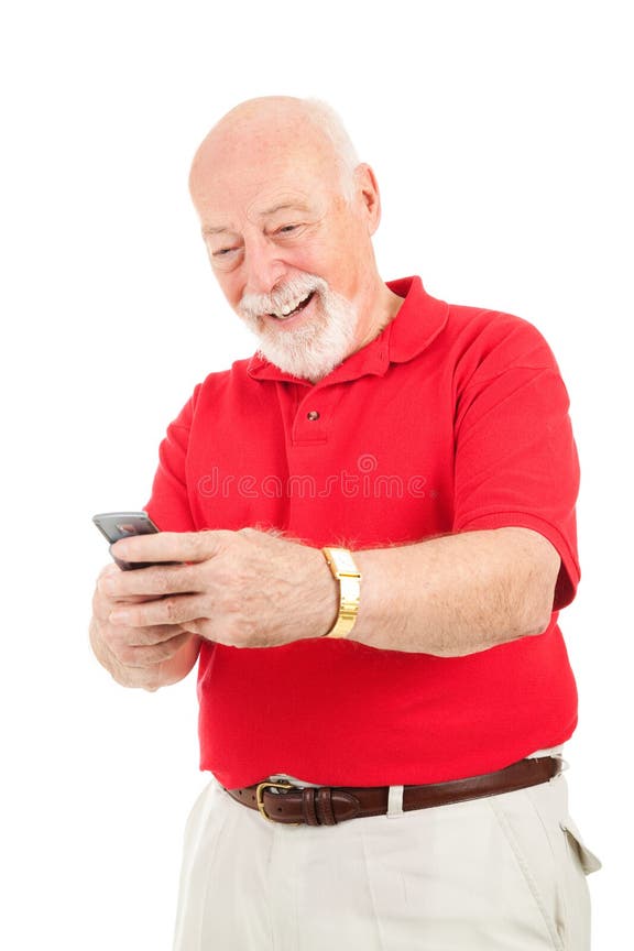 Senior Man Text Messaging stock image. Image of isolated - 9933289