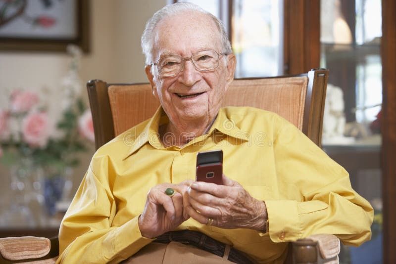Senior Man Texting on Mobile Phone Stock Photo - Image of elderly ...
