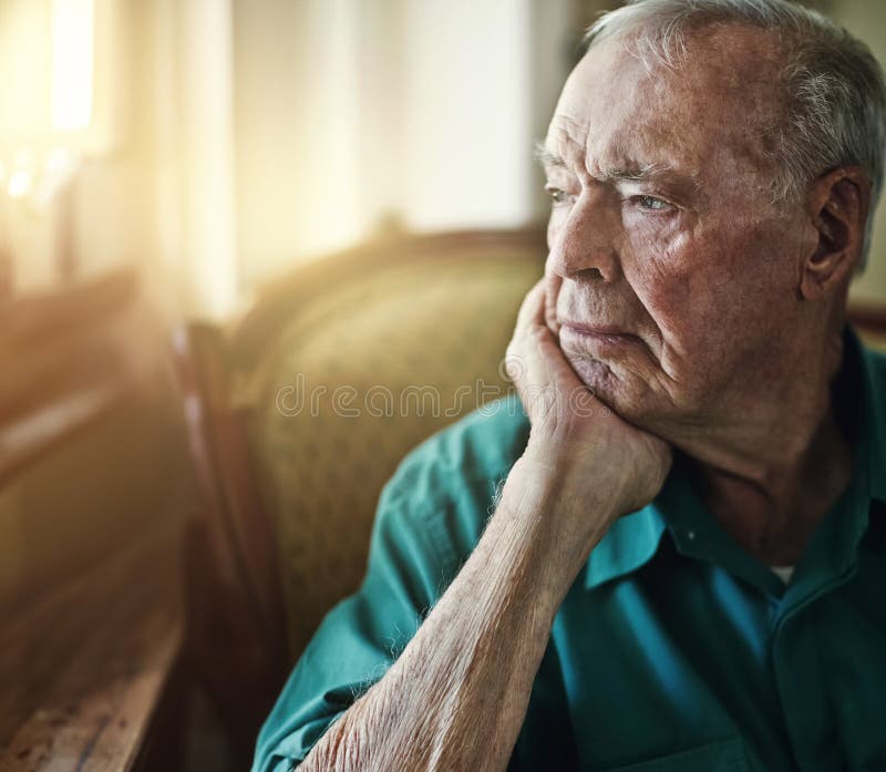 Senior, Man and Thinking with Depression for Memory in Retirement Home ...