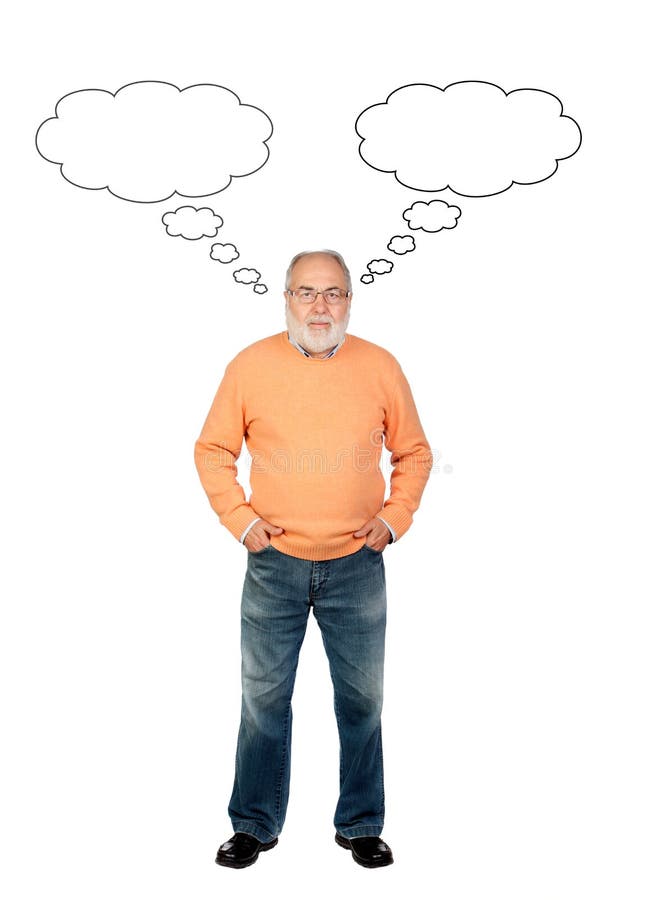 Thinking Old Man Senior Vector Stock Vector - Illustration of memory ...